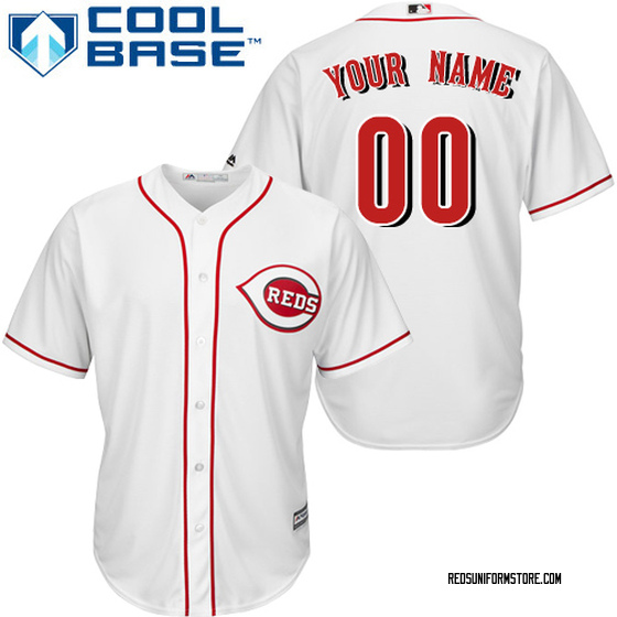 Men's Majestic Cincinnati Reds Custom White Home Cool Base Jersey ...